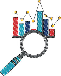 Diagram graph statistic and magnifier search Vector Image