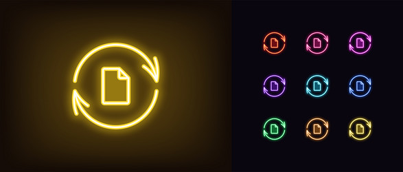 Outline neon folder icon set glowing neon file Vector Image