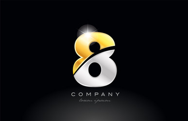 Number 2 gold golden metal logo icon design Vector Image