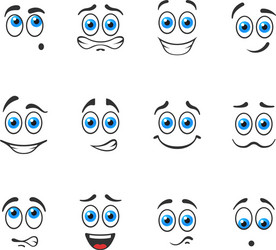 Blue eyes in different emotions Royalty Free Vector Image