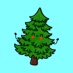 Cute funny christmas tree with poster hand drawn Vector Image