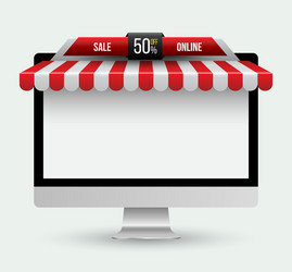 Flat icon set store front window with awning Vector Image