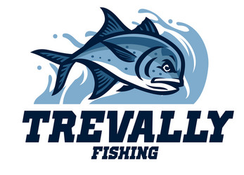Set giant trevally fish cartoon Royalty Free Vector Image