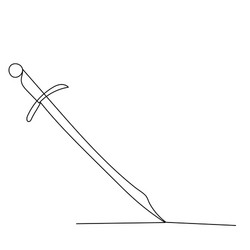 Single line drawing continuous sword Royalty Free Vector