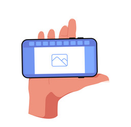 Hand holding mobile phone in vertical position Vector Image