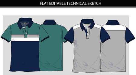 Polo shirt colour block design flat sketch Vector Image