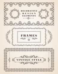 Set of retro vintage frames and borders Royalty Free Vector