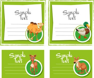 Card template with different animals Royalty Free Vector