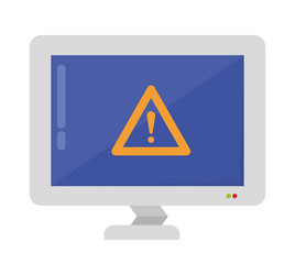 Computer with warning shield Royalty Free Vector Image