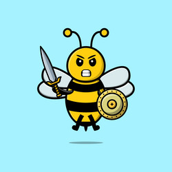 Superhero cute bee with green cloak Royalty Free Vector
