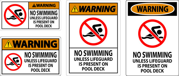 Notice pool sign no swimming unless lifeguard Vector Image