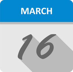 March 16th date on a single day calendar Vector Image