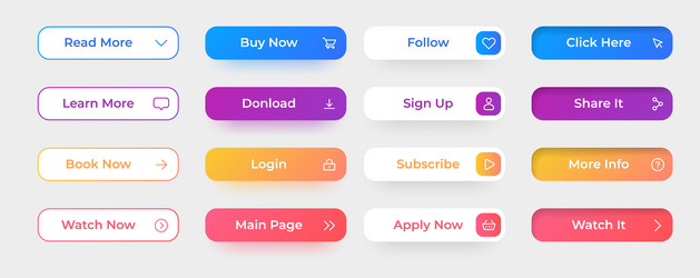 Web Ui Button Call Action Interface Elements Vector Image