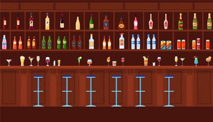 Bar pub counter interior cartoon Royalty Free Vector Image