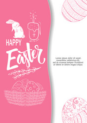 Handdrown easter background with eggs rabbit Vector Image