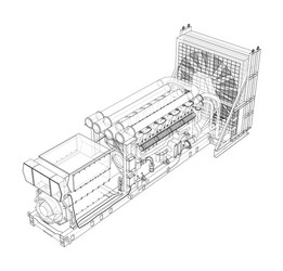 Industrial Diesel Generator Schematic Royalty Free Vector