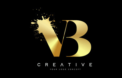 Creative golden letters vb v b logo with leading Vector Image