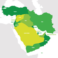 West asia region map countries in western Vector Image
