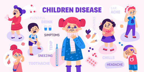 Sick children collage Royalty Free Vector Image