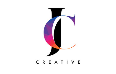 Jc serif letter logo design with creative Vector Image