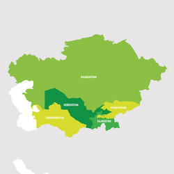 Central asia region map of countries in Royalty Free Vector