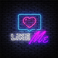 Like share neon sign design template Royalty Free Vector