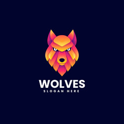 Logo wolf alpha gradient colorful style Royalty Free Vector