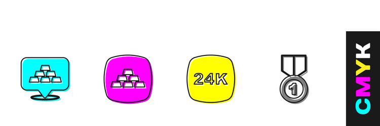 Set gold bars 24k and icon Royalty Free Vector Image