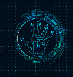 Hand scan in futuristic style vactor of handprint Vector Image