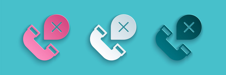 Paper cut declined or missed phone call icon Vector Image