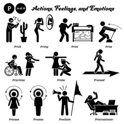Stick figure human people man action feelings Vector Image