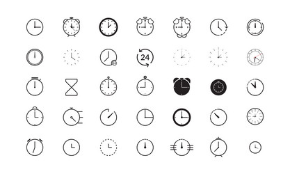 Clock icon face outlines Royalty Free Vector Image