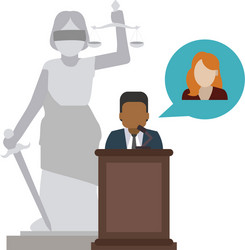 Lawyer defending client Royalty Free Vector Image