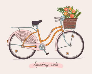 Cute hand drawn bicycle or bike isolated on white Vector Image