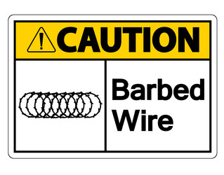 Notice barbed wire symbol sign on white background
