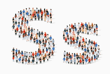 Large group people forming percent sign flat Vector Image