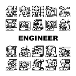 Engineer worker man construction icons set Vector Image