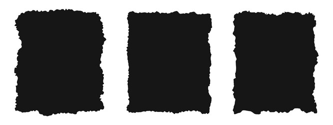 Set of ripped paper textures black rectangle Vector Image