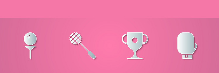 Set paper cut bottle water tennis ball racket Vector Image