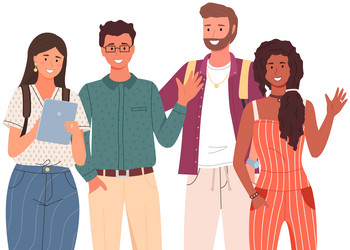Diverse college university students standing Vector Image