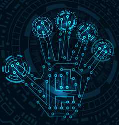 Hand scan in futuristic style vactor of handprint Vector Image