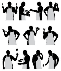 Silhouettes a male cook Royalty Free Vector Image