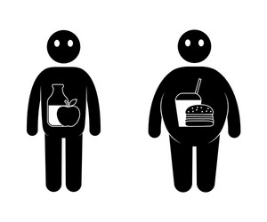 Fat and thin man icons normal weight Royalty Free Vector