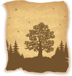 Oak tree with a banner Royalty Free Vector Image