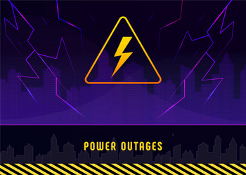 Banner of a power outage with warning Royalty Free Vector