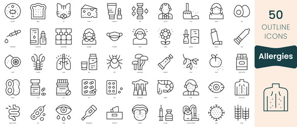 Set of allergies icons thin linear style Vector Image