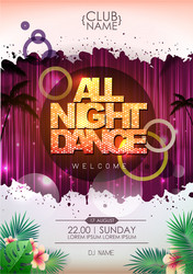 All night party poster or banner Royalty Free Vector Image