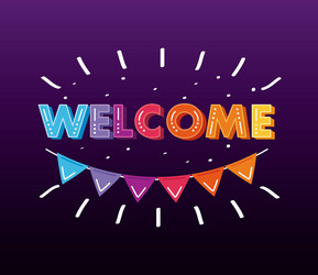 Welcome label lettering with set colors letters Vector Image