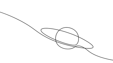 One continuous line saturn planet astronomy Vector Image