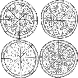 Hand drawn of pizza Royalty Free Vector Image - VectorStock